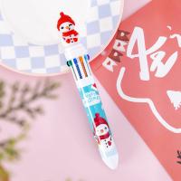 China Christmas Ten Color Bullet Ballpoint Pen Cartoon Press Journal Ball Pen for sale