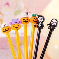 China Halloween Plastic Gel Ink Pen Pumpkin Skeleton Student Gift Neutral Pen for sale