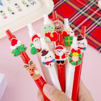 China Cartoon Plastic Gel Pen 0.5mm Christmas Constant Ink Press Signature Neutral Pen for sale