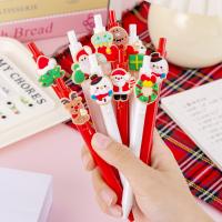 China Cartoon Plastic Gel Pen 0.5mm Christmas Constant Ink Press Signature Neutral Pen for sale