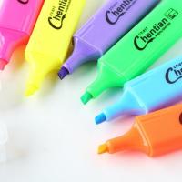 China Six Color Fluorescent Highlighter Pen Large Capacity Marker Pen Coloring Marking for sale