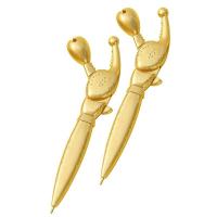 China Crab Pliers Shaped Mini Creative Ball Pen Golden Wooden Fish 0.7mm Ballpoint Pen for sale