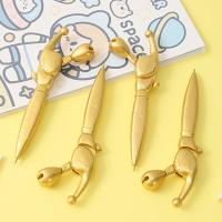 China Crab Pliers Shaped Mini Creative Ball Pen Golden Wooden Fish 0.7mm Ballpoint Pen for sale