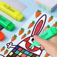 China Six Color Fluorescent Highlighter Pen Large Capacity Marker Pen Coloring Marking for sale