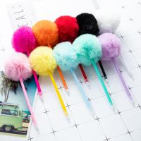 China Lovely Colorful Soft Fluff Plastic Ball Pen 1.0mm Slender Barrel Gift Ballpoint Pens for sale