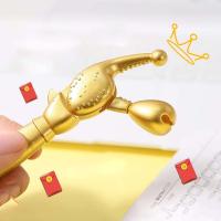 China Crab Pliers Shaped Mini Creative Ball Pen Golden Wooden Fish 0.7mm Ballpoint Pen for sale