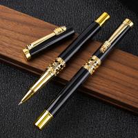 China Chinese Style Metal Business Stationery Set Hollow Out Dragon Head Roller Ball Pen for sale