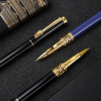 China Chinese Style Metal Business Stationery Set Hollow Out Dragon Head Roller Ball Pen for sale