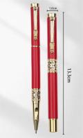 China Chinese Style Metal Business Stationery Set Hollow Out Dragon Head Roller Ball Pen for sale