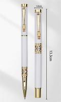 China Chinese Style Metal Business Stationery Set Hollow Out Dragon Head Roller Ball Pen for sale