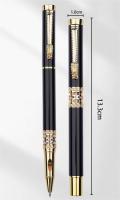 China Chinese Style Metal Business Stationery Set Hollow Out Dragon Head Roller Ball Pen for sale