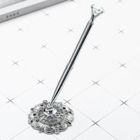 China Diamond Table Stand Swivel Ball Pen Hotel Reception Rose Gold Silver Table Ball Pen for sale