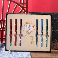 China Chinese Style Colorful Signature Pen Set Plastic Gel Pen With Folding Fan Bookmark for sale