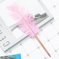 China Colorful Feather Ball Point Pen Metal Creative Gift Ballpoint Pens For Office School for sale