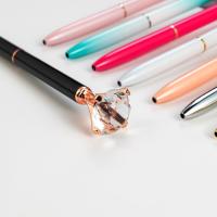 China Fashion Polka Dot Twist Metal Ballpoint Pen Shining Big Diamond Spot Ball Pen 1.0mm for sale