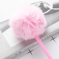 China Lovely Colorful Soft Fluff Plastic Ball Pen 1.0mm Slender Barrel Gift Ballpoint Pens for sale