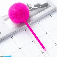 China Lovely Colorful Soft Fluff Plastic Ball Pen 1.0mm Slender Barrel Gift Ballpoint Pens for sale
