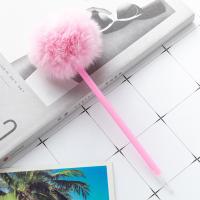 China Lovely Colorful Soft Fluff Plastic Ball Pen 1.0mm Slender Barrel Gift Ballpoint Pens for sale