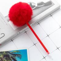 China Lovely Colorful Soft Fluff Plastic Ball Pen 1.0mm Slender Barrel Gift Ballpoint Pens for sale