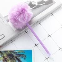 China Lovely Colorful Soft Fluff Plastic Ball Pen 1.0mm Slender Barrel Gift Ballpoint Pens for sale