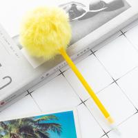 China Lovely Colorful Soft Fluff Plastic Ball Pen 1.0mm Slender Barrel Gift Ballpoint Pens for sale