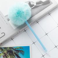 China Lovely Colorful Soft Fluff Plastic Ball Pen 1.0mm Slender Barrel Gift Ballpoint Pens for sale