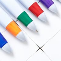 China Four Color Ink Ball Pen Mountaineering Buckle Shape Plastic Ballpoint Pen for sale