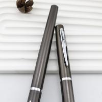 China Grey Metal Calligraphy Brush Pen Fountain Pen Style Soft Tip Brush Pen for sale