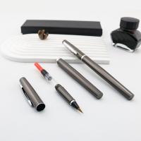 China Grey Metal Calligraphy Brush Pen Fountain Pen Style Soft Tip Brush Pen for sale