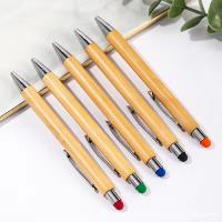 China 2 in 1 Colorful Bamboo Wood Ballpoint Pen Touch Screen Promotional Ball Pen for sale
