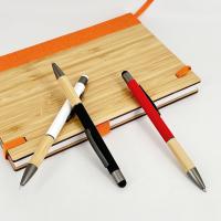 China Creative Bamboo Grip School Plastic Ballpoint Pen Soft Rubber Touch Screen Top Ball Pen for sale