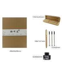 China Bamboo Wood Business Stationery Set Natural Color Roller Ball Pen Fountain Pen Set for sale