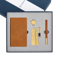 China Classical Sandalwood Business Stationery Set Bookmark Notebook Craft Pen U Disk for sale