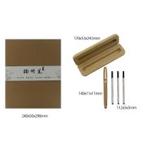 China Fashion Bamboo Business Stationery Set Portable Gift Roller Pen Set With Case for sale