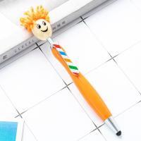 China Cute Cartoon Plastic Ball Pen Doll Head Touchscreen Ballpoint Pens Kids Gift for sale