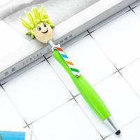 China Cute Cartoon Plastic Ball Pen Doll Head Touchscreen Ballpoint Pens Kids Gift for sale