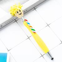 China Cute Cartoon Plastic Ball Pen Doll Head Touchscreen Ballpoint Pens Kids Gift for sale