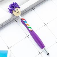 China Cute Cartoon Plastic Ball Pen Doll Head Touchscreen Ballpoint Pens Kids Gift for sale