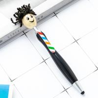 China Cute Cartoon Plastic Ball Pen Doll Head Touchscreen Ballpoint Pens Kids Gift for sale