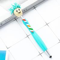 China Cute Cartoon Plastic Ball Pen Doll Head Touchscreen Ballpoint Pens Kids Gift for sale