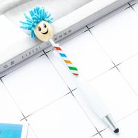 China Cute Cartoon Plastic Ball Pen Doll Head Touchscreen Ballpoint Pens Kids Gift for sale