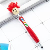 China Cute Cartoon Plastic Ball Pen Doll Head Touchscreen Ballpoint Pens Kids Gift for sale