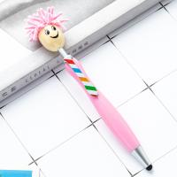 China Cute Cartoon Plastic Ball Pen Doll Head Touchscreen Ballpoint Pens Kids Gift for sale