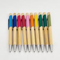 China Environmental Multi Color Press Type Bamboo Ball Pen Printing Logo Click Ballpoint Pen for sale