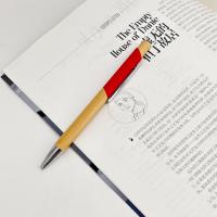 China Environmental Multi Color Press Type Bamboo Ball Pen Printing Logo Click Ballpoint Pen for sale
