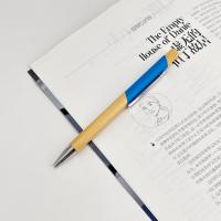 China Environmental Multi Color Press Type Bamboo Ball Pen Printing Logo Click Ballpoint Pen for sale