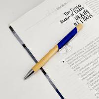 China Environmental Multi Color Press Type Bamboo Ball Pen Printing Logo Click Ballpoint Pen for sale