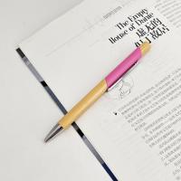 China Environmental Multi Color Press Type Bamboo Ball Pen Printing Logo Click Ballpoint Pen for sale