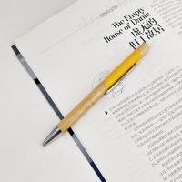 China Environmental Multi Color Press Type Bamboo Ball Pen Printing Logo Click Ballpoint Pen for sale