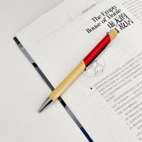 China Environmental Multi Color Press Type Bamboo Ball Pen Printing Logo Click Ballpoint Pen for sale